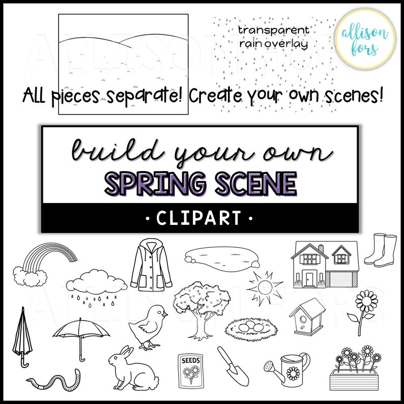Build Your Own Spring Scene Clip Art - Etsy