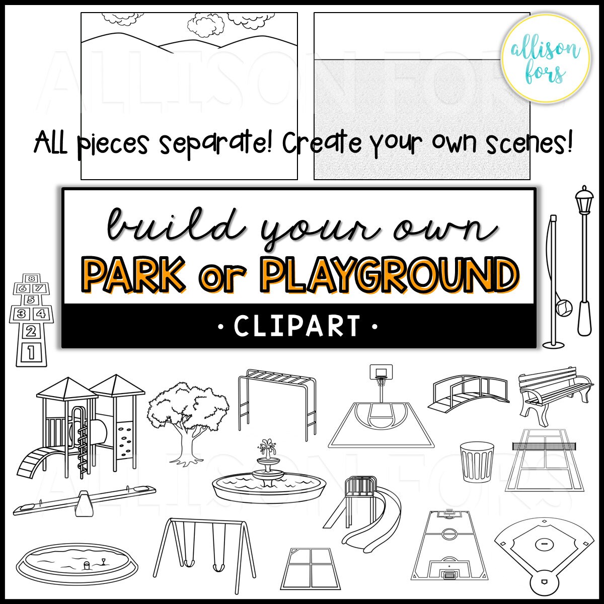 Build Your Own Park or Playground Clip Art - Etsy