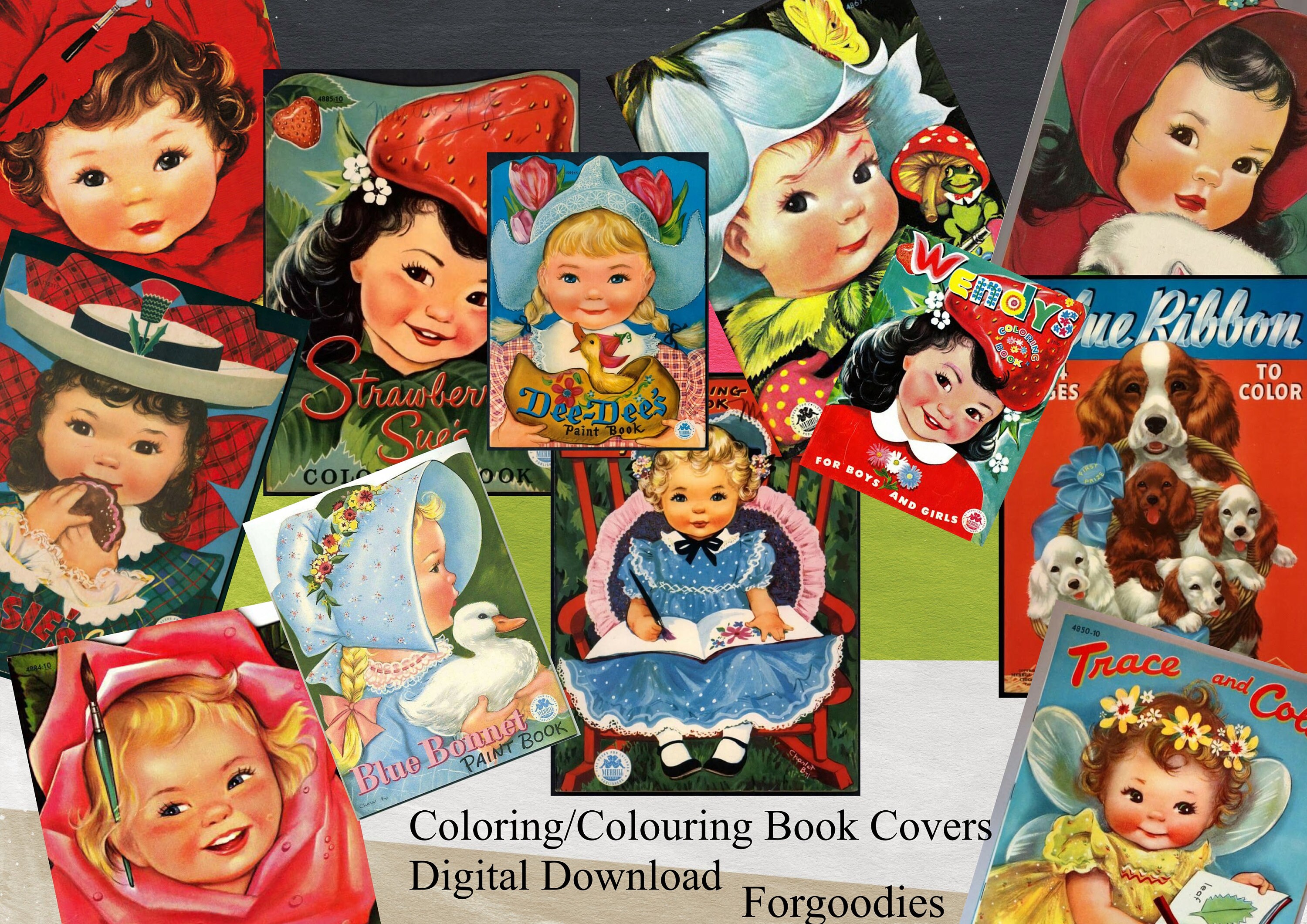 Children's Colouring Book Covers Digital Download Toppers - Etsy