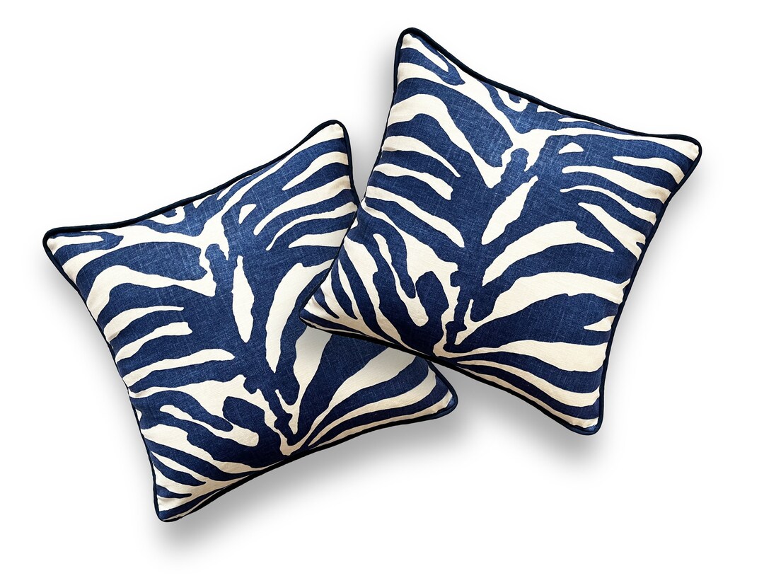 SET OF TWO - Thibaut Pillow Covers - Serengeti Pillows - Zebra Print ...