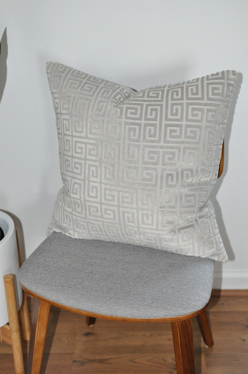 Greek Key Pillow Cover grey Velvet Throw Pillow Cover - Etsy