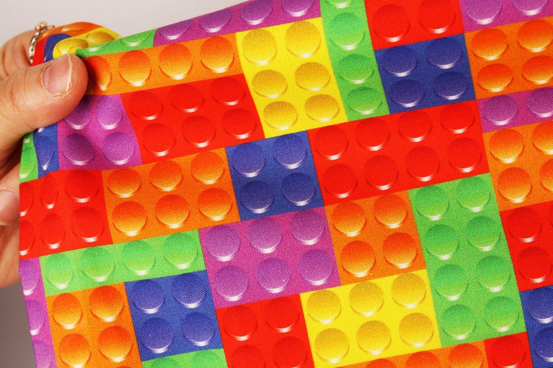 Colorful Blocks Patterned Fabric Printed in Korea by the Half Yard - Etsy