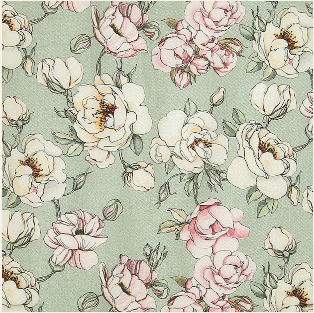 Flowers Floral Rose Patterned Fabric Made in Korea by the Half Yard - Etsy