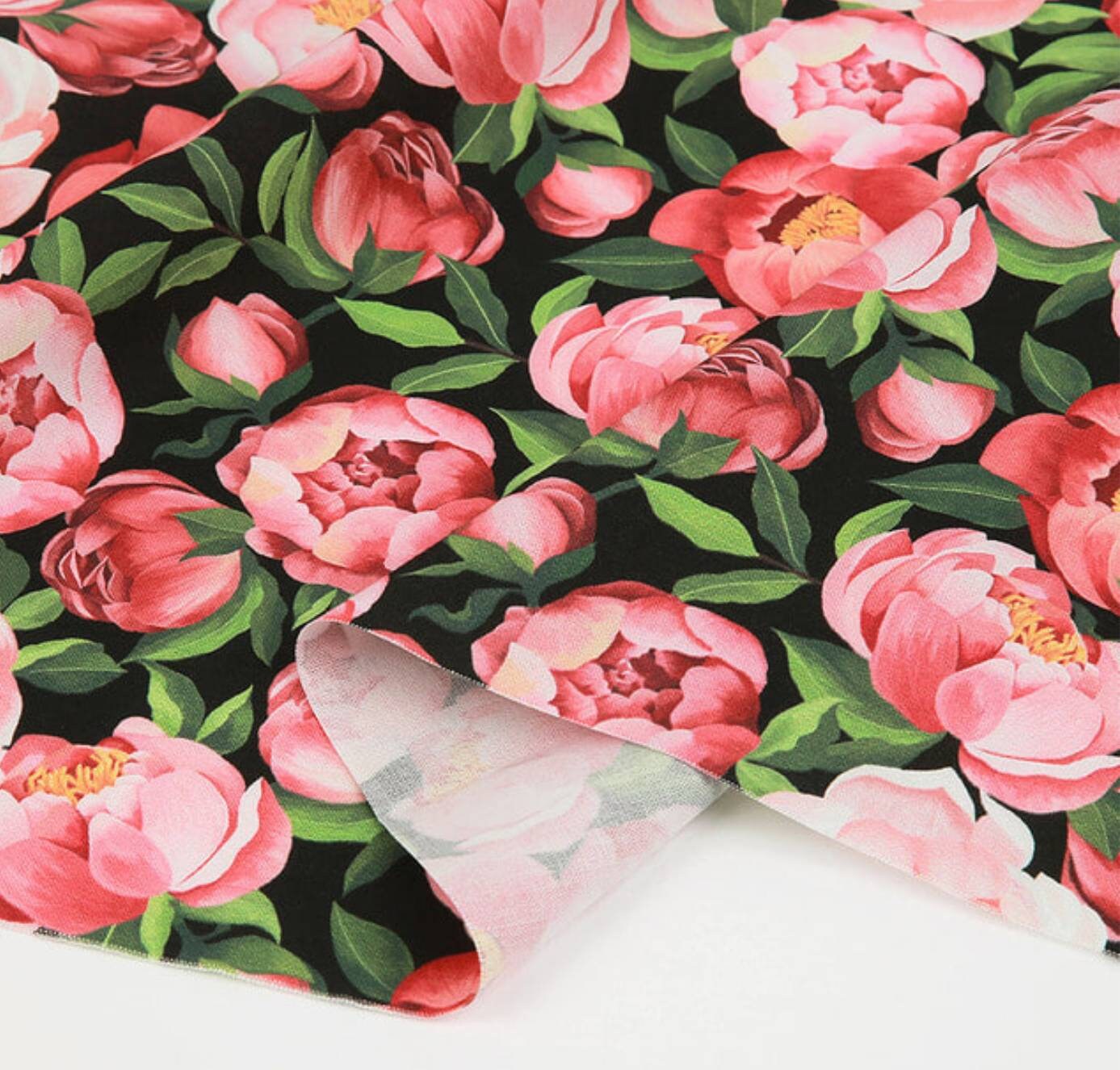 Peony flowers Patterned Fabric made in Korea by the Half Yard | Etsy