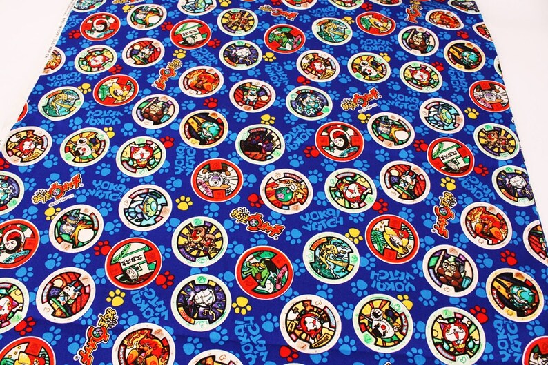 Yokai Watch Medal Character Fabric made in Japan by the Half | Etsy