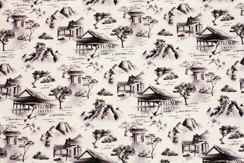 Korean Fabric Korean Traditional Landscape Painting Fabric | Etsy