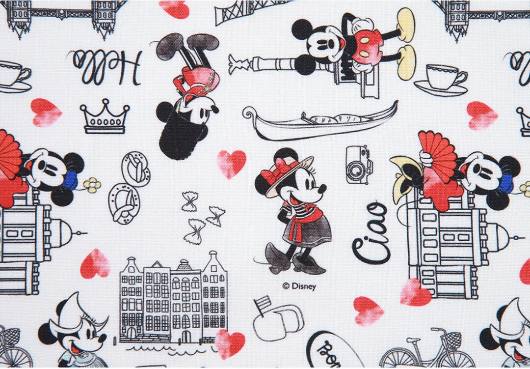 Disney Mickey Mouse Minnie Mouse Europe Tour Fabric Printed in - Etsy