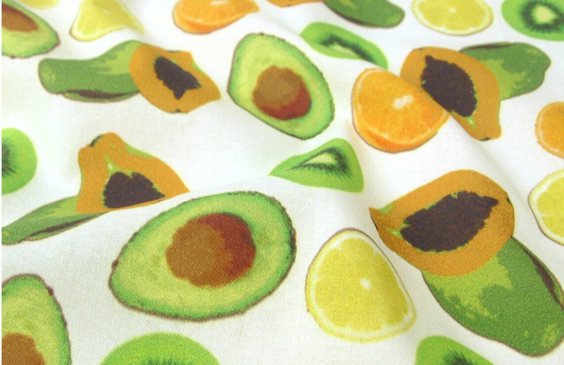 Tropical Fruits Patterned Fabric made in Korea by Half Yard | Etsy