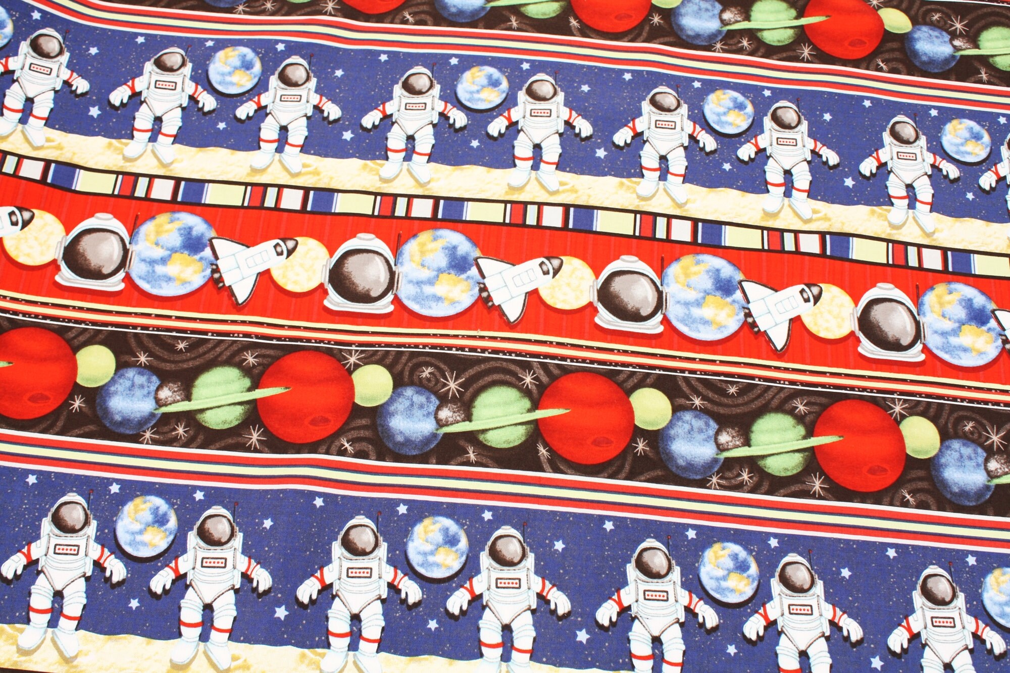 Astronauts Planets Universe Space Fabric by the Half Yard | Etsy