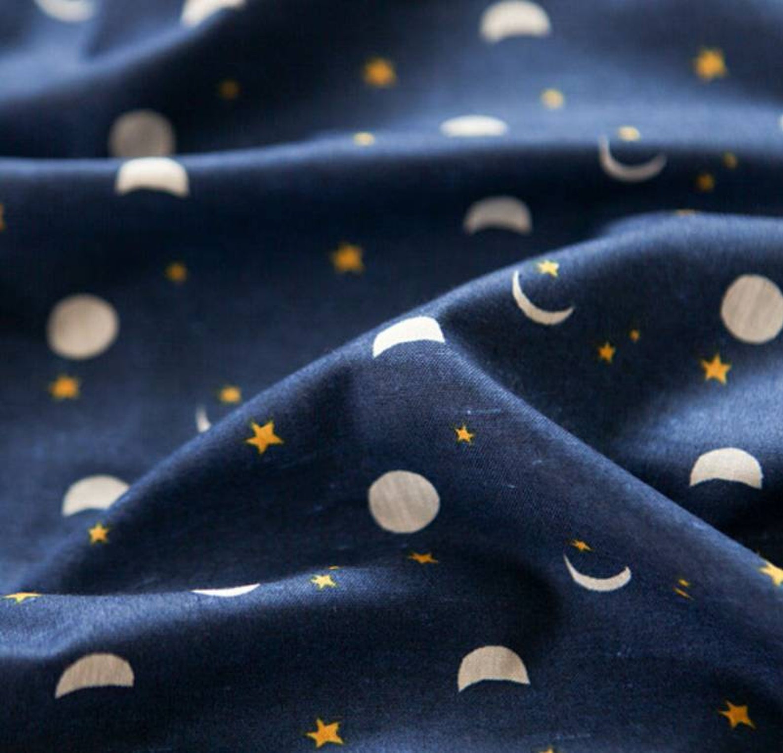 Stars Lunar Moon Patterned Fabric Made in Korea by the Half | Etsy