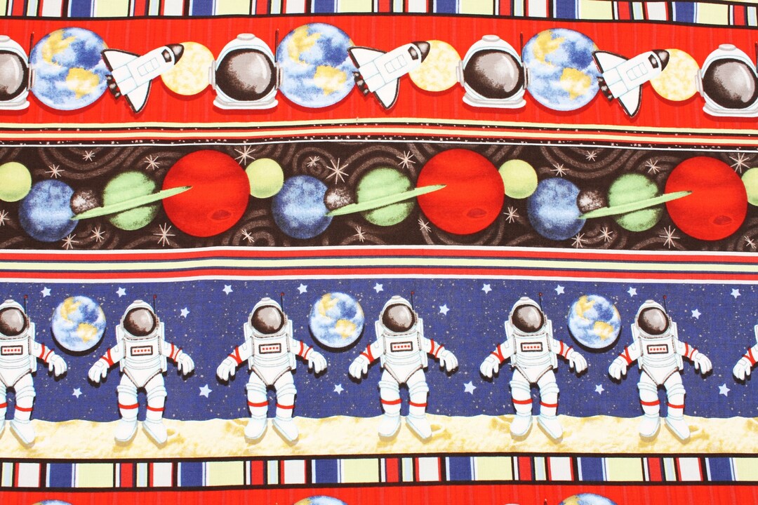 Astronauts Planets Universe Space Fabric by the Half Yard - Etsy