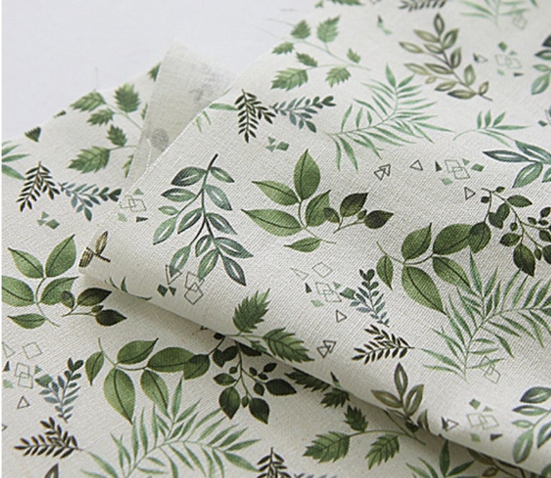 Herb Leaf Leaves Patterned Fabric Made in Korea by Half Yard / - Etsy