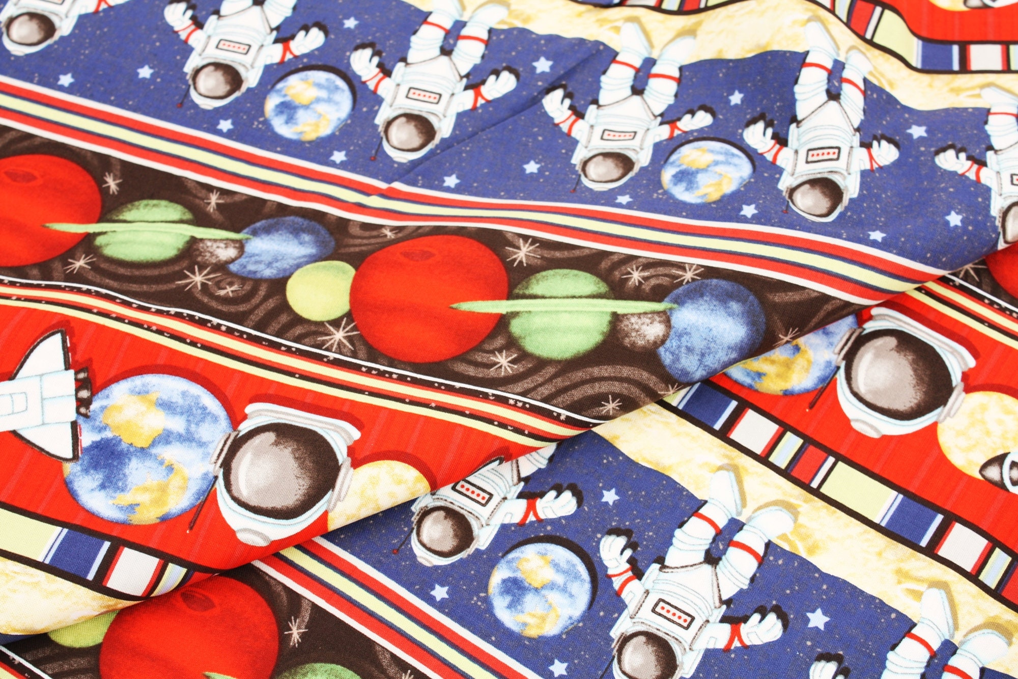 Astronauts Planets Universe Space Fabric by the Half Yard | Etsy