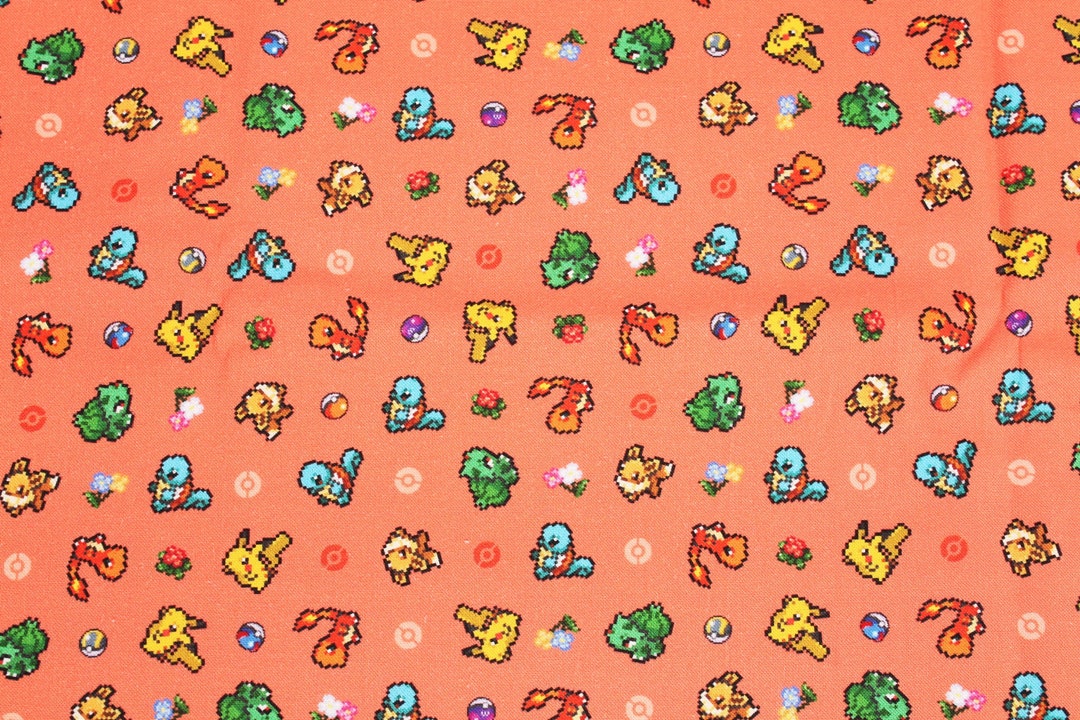 Pocket Monster Pixel Pokemon Pikachu Character Fabric Made in - Etsy