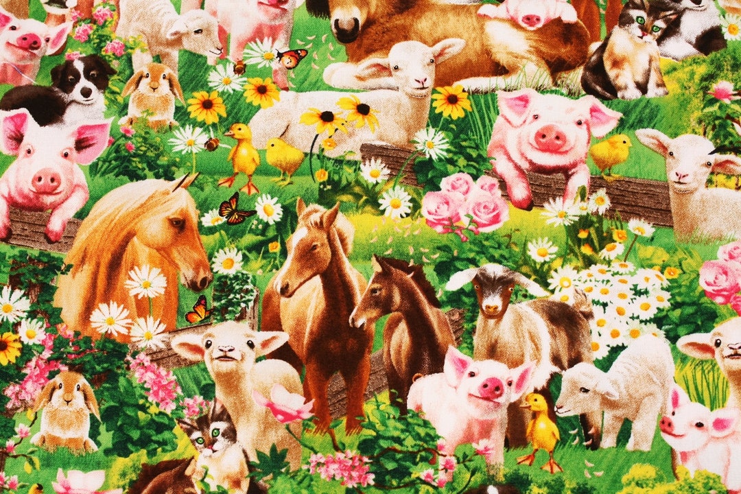 Various Animals Printed Fabric by Timeless Treasures Fabrics by the ...