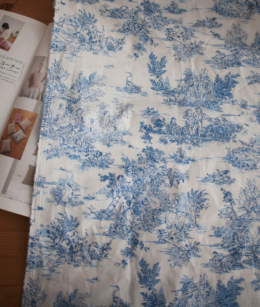 Toile De Jouy Patterned Fabric Made in Korea by Half Yard / 45 X 140cm ...