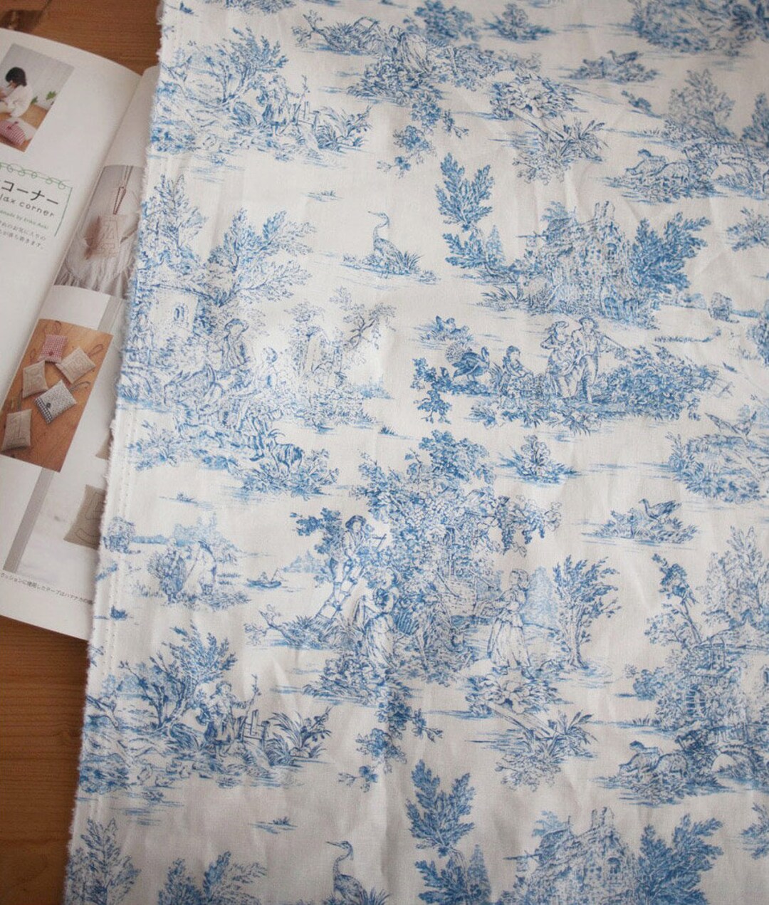 Toile De Jouy Patterned Fabric Made in Korea by Half Yard / 45 X 140cm ...