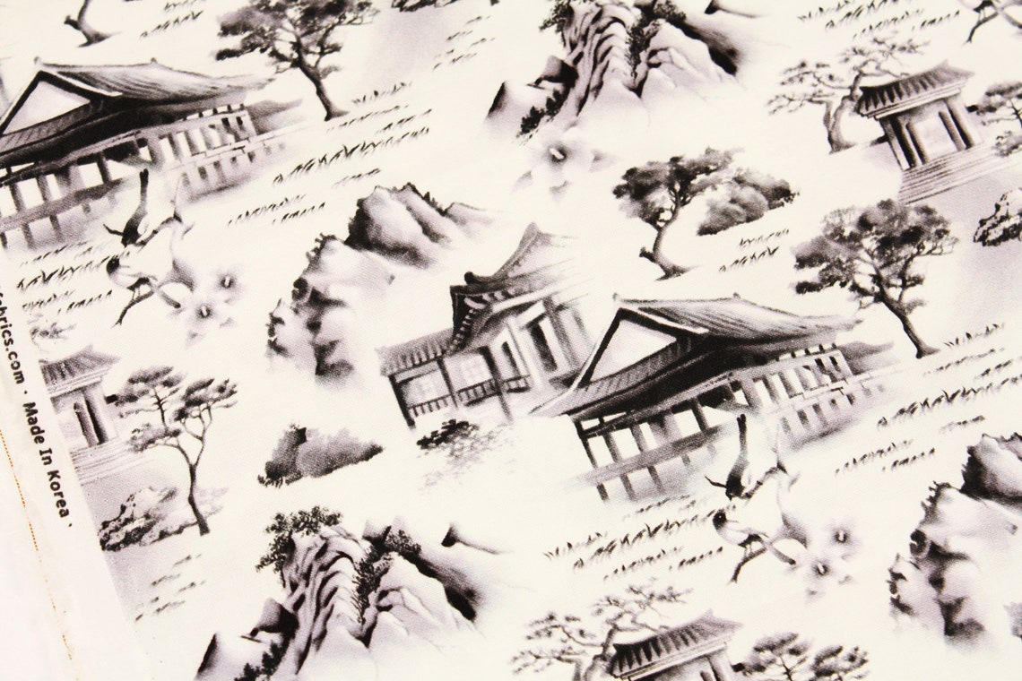 Korean Fabric Korean Traditional Landscape Painting Fabric | Etsy