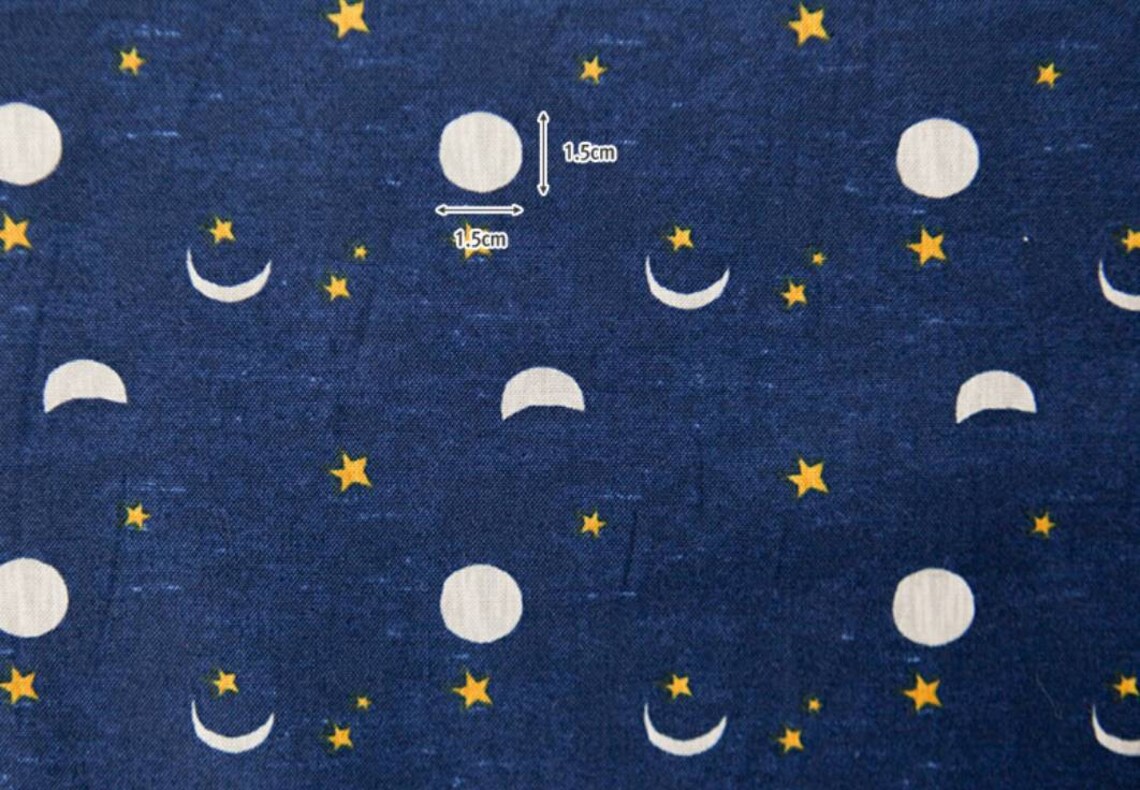Stars Lunar Moon Patterned Fabric Made in Korea by the Half | Etsy