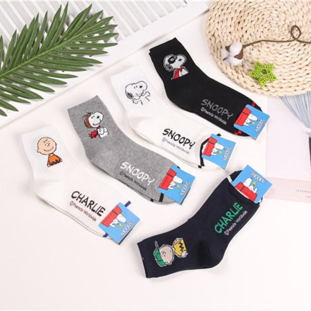 5 Pairs of Snoopy Peanuts Band Patterned Low Cut Socks - Etsy