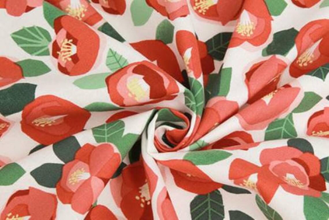 Camellia Flowers Patterned Fabric Made in Korea by Half Yard - Etsy