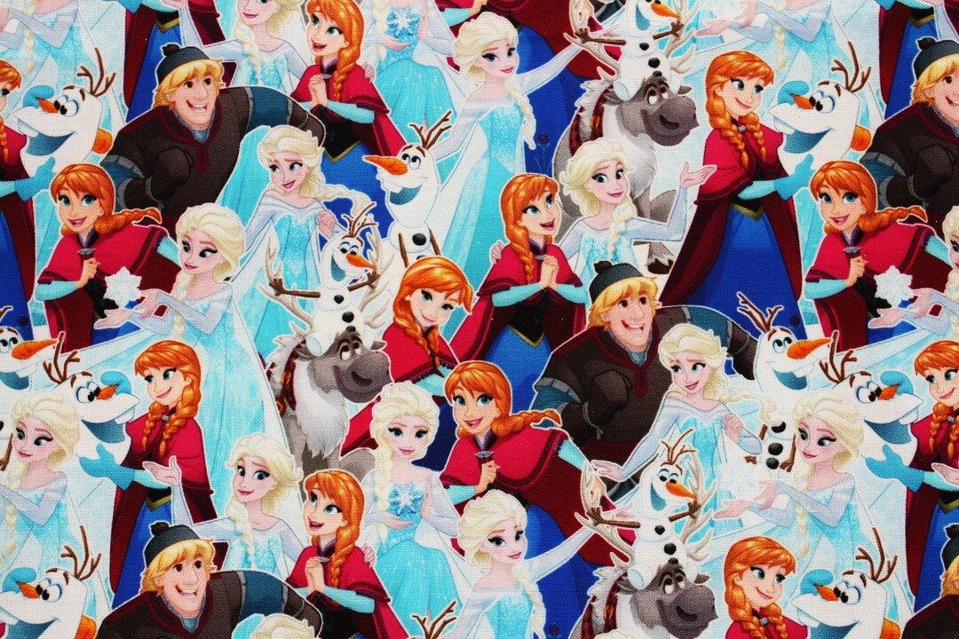 Disney Frozen Elsa Anna Olaf Kristoff Sven Fabric Printed in - Etsy