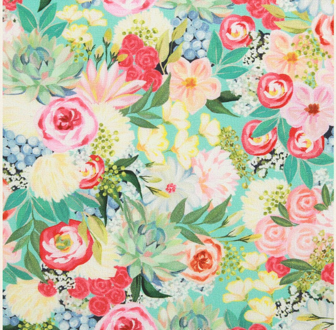 Tela con estampado de jardín floral de flores rosas fabricada - Etsy España