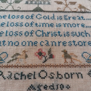 Rachel Osborne 1850, a Pdf Reproduction Sampler Chart - Etsy