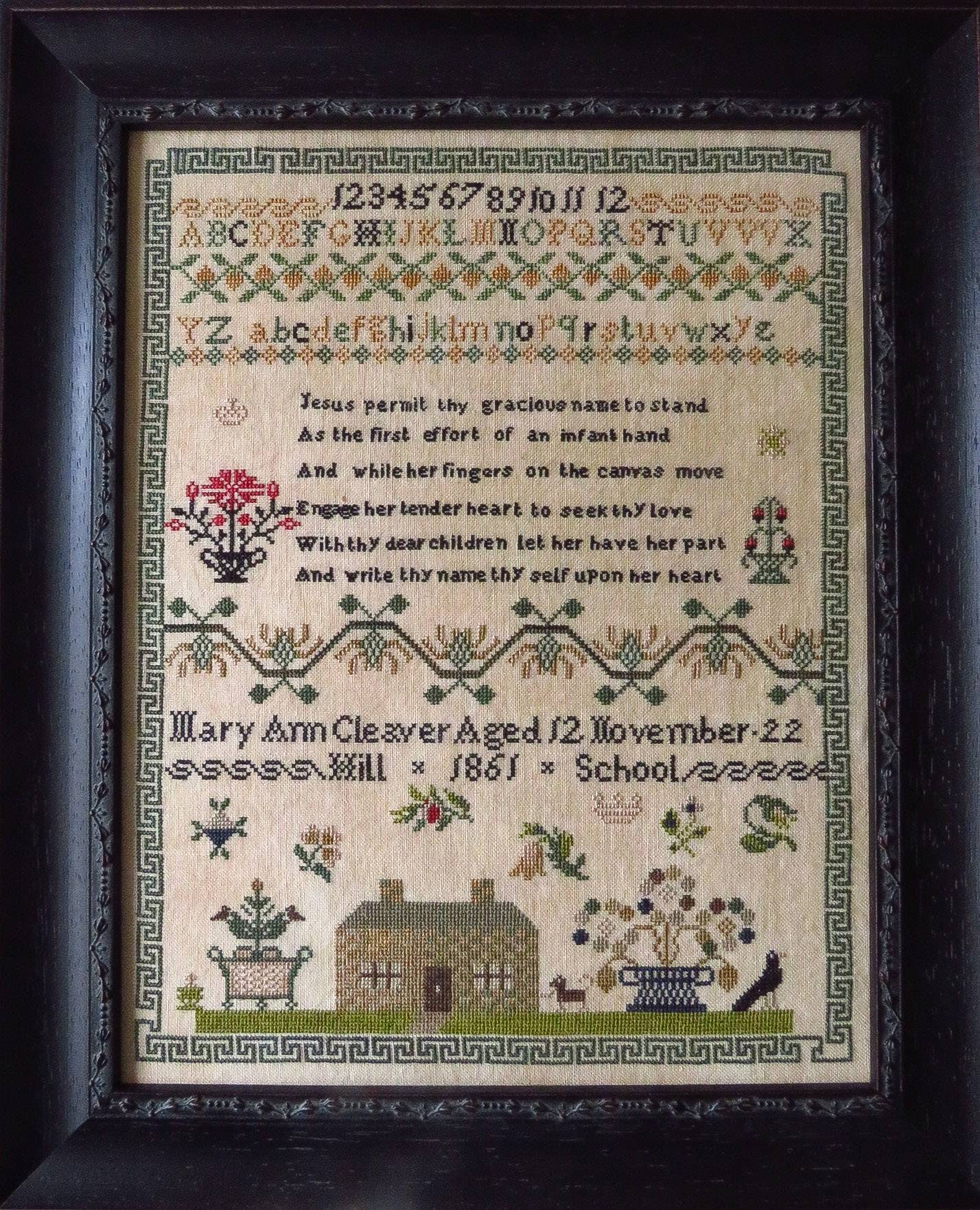 Mary Ann Cleaver 1861, a Cross Stitch Reproduction Pdf Sampler Chart - Etsy
