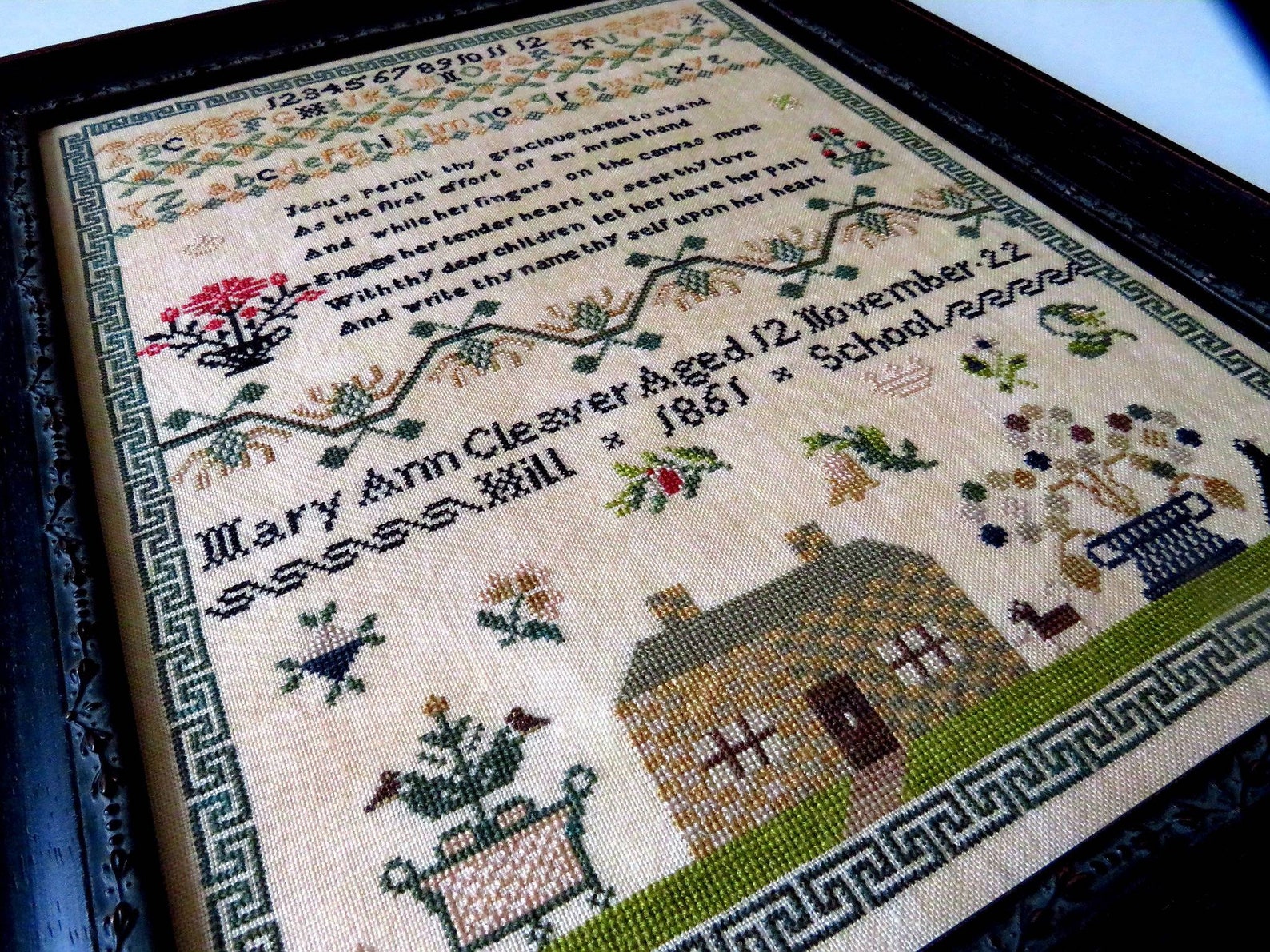 Mary Ann Cleaver 1861, a Cross Stitch Reproduction Pdf Sampler Chart - Etsy