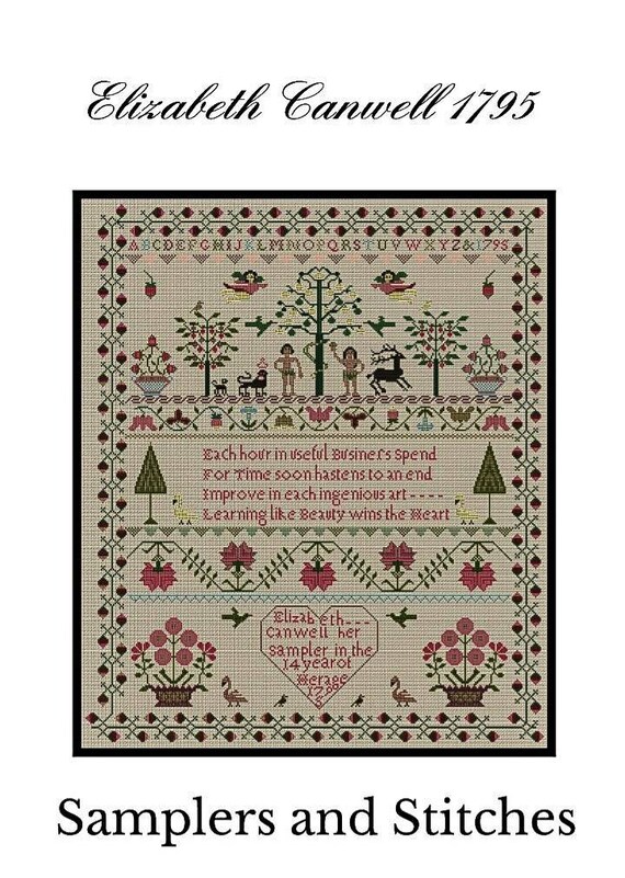 Elizabeth Canwell 1795 Reproduction Cross Stitch Sampler | Etsy