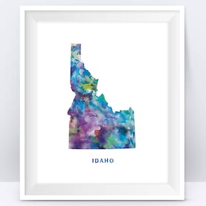 Idaho Map Print Boise Print Idaho Poster Boise Map Watercolor Painting ...