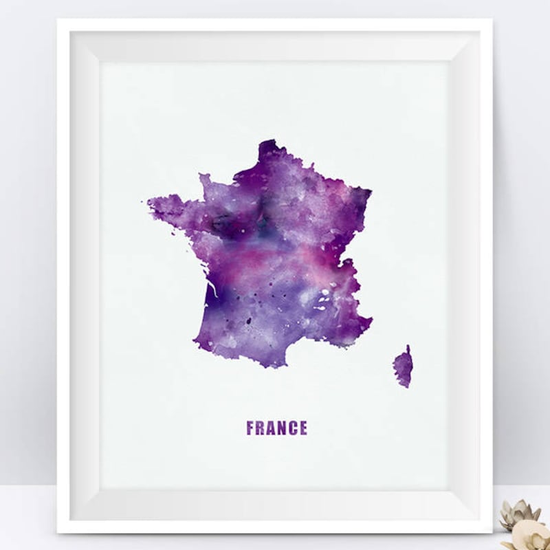 Watercolor France Map - Etsy