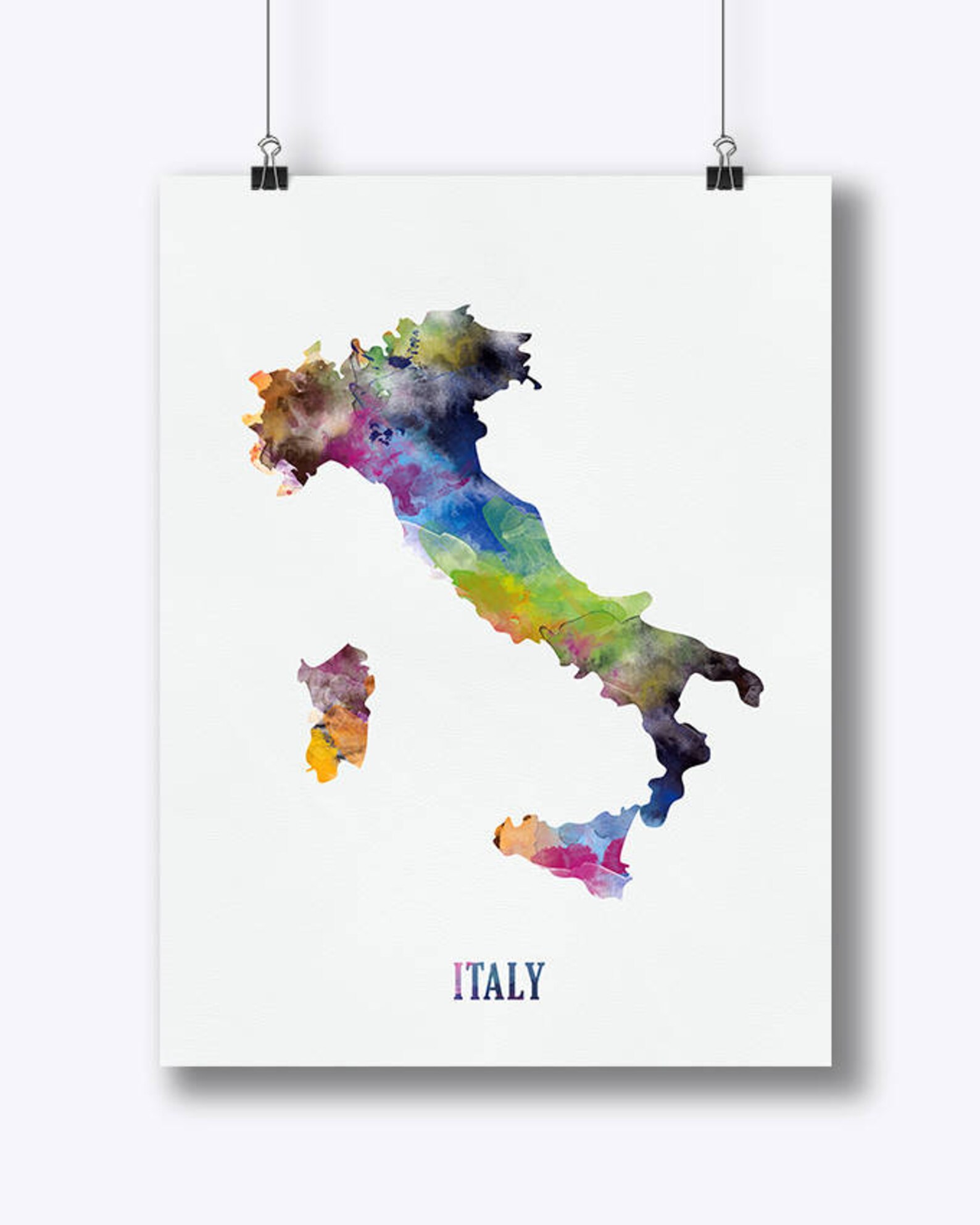 Italy Map Print Italy Poster Rome Florence Print Watercolor - Etsy