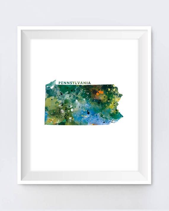 Pennsylvania State Map Watercolor Print Maps Wall Art Travel Poster ...