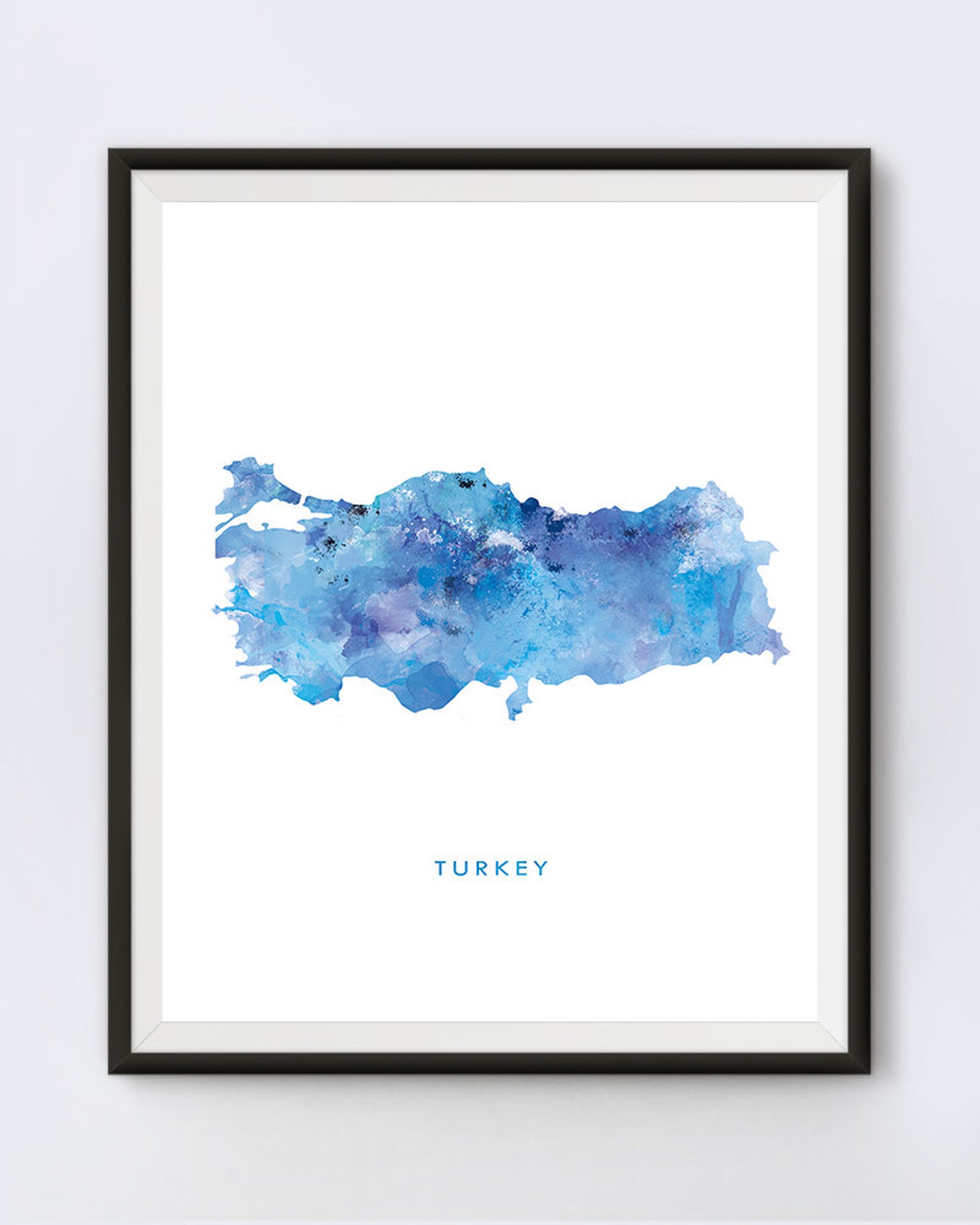 Turkey Map Print Watercolor Turkey Poster Home Office Decor - Etsy