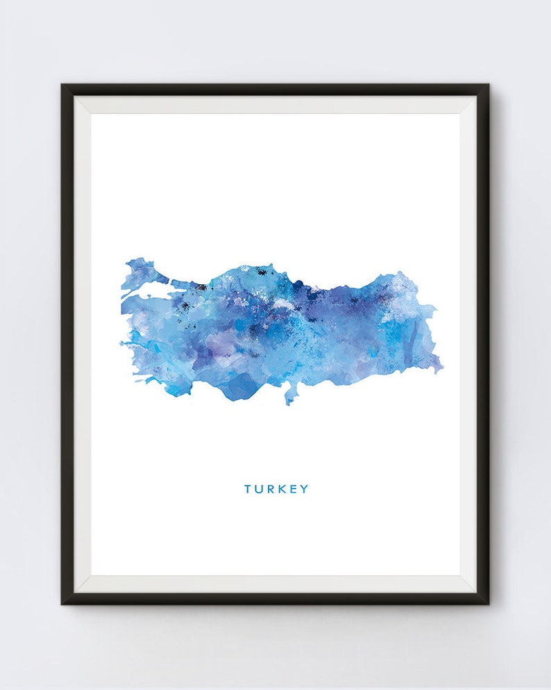 Turkey Map Print Watercolor Turkey Poster Home Office Decor | Etsy