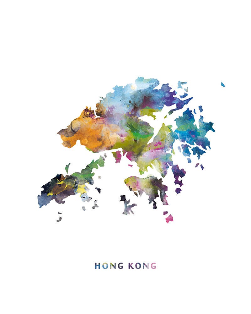 Hong Kong Map Print, Hong Kong Poster, Watercolor Painting, Wall Decor ...