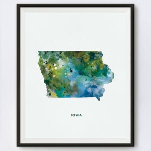 Iowa, Watercolor Iowa Map, Iowa Print, Wall Art, Des Moines, Poster ...