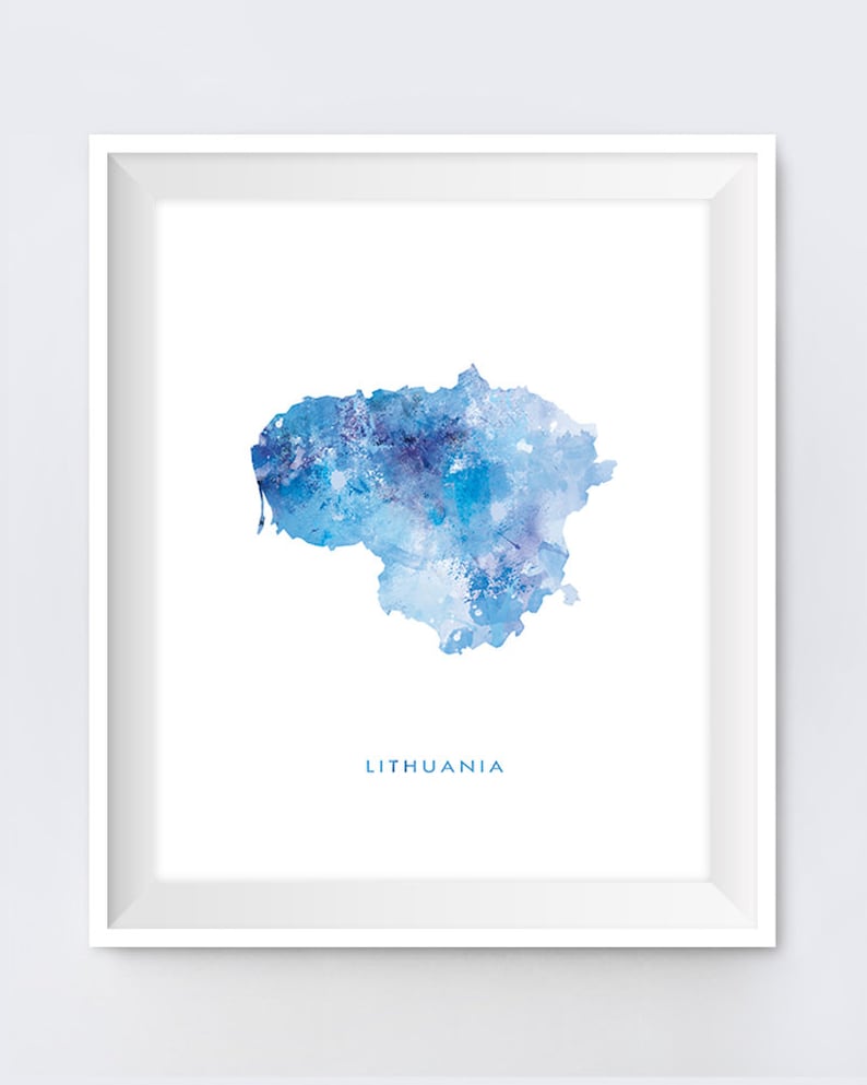 Lithuania Watercolor Map Print Vilnius Print Lithuania Poster | Etsy