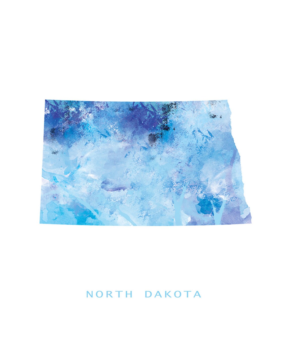 North Dakota Map, North Dakota Watercolor, Art Print, Bismarck Art ...