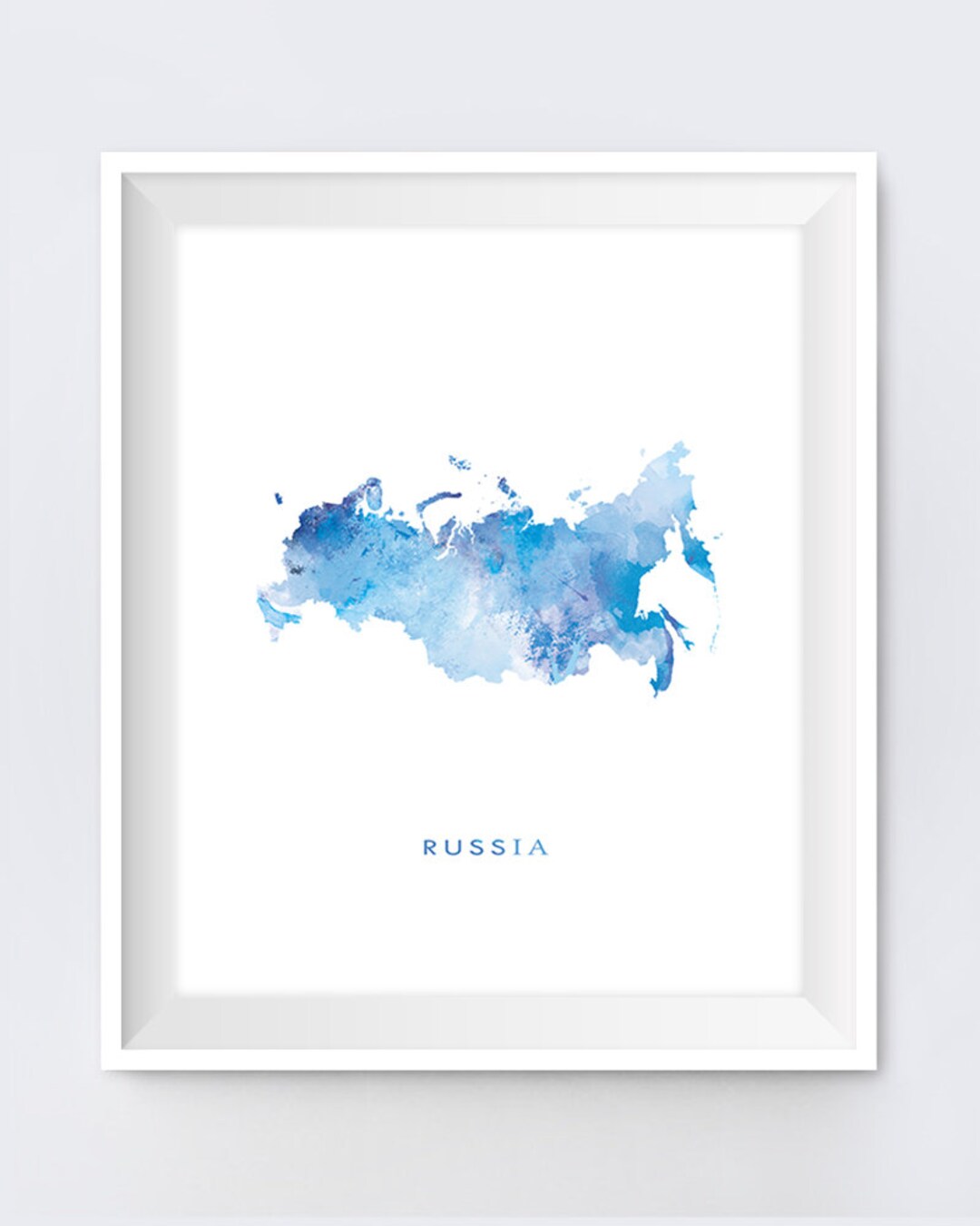Russia Map Print Watercolor Russia Poster Home Office Room Decor Travel ...