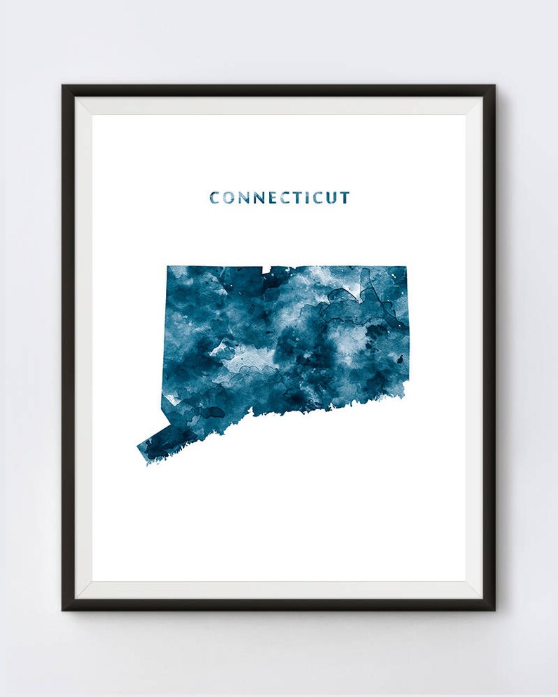Connecticut Map Art Print Watercolor Hartford Print Wall | Etsy