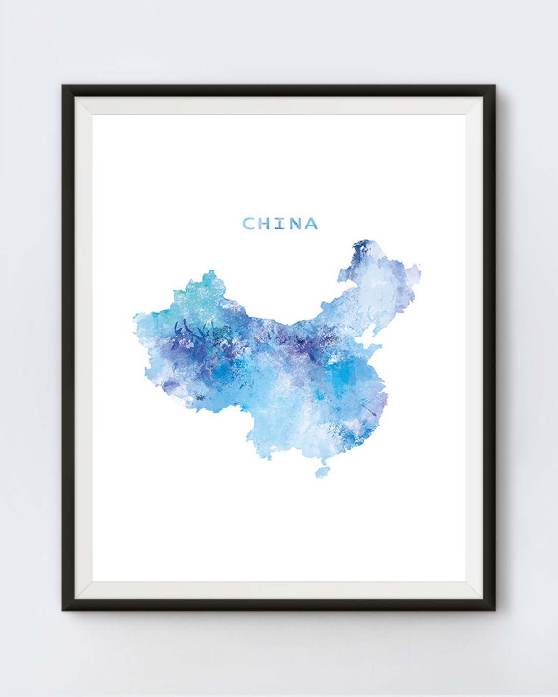 China Map Print Watercolor China Poster Beijing Home Office Room Decor ...