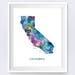 California Map, California Watercolor Map, USA, Art Print, Los Angeles ...