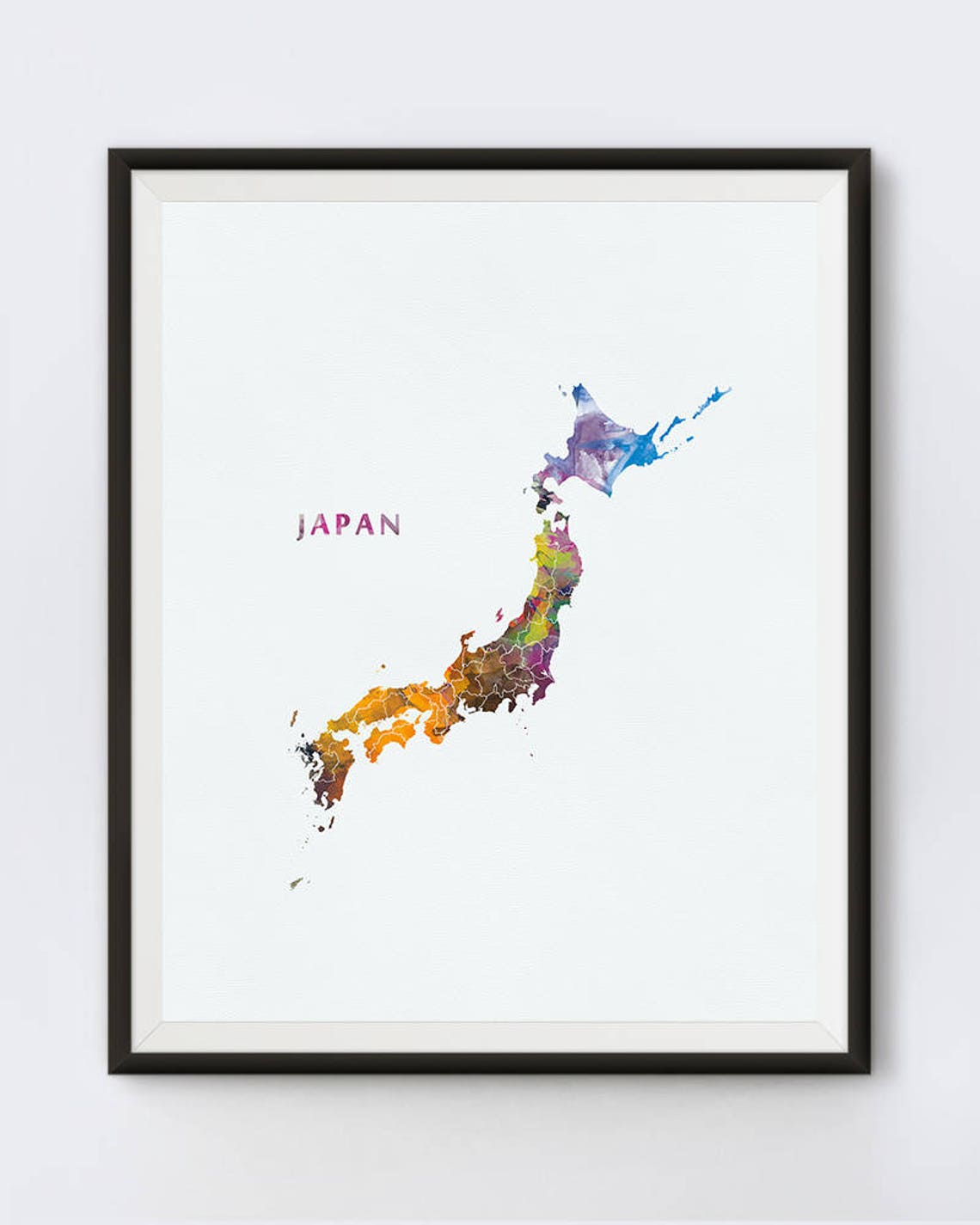 Japan Map, Watercolor Japan, Tokyo, Osaka, Country Map, Poster ...