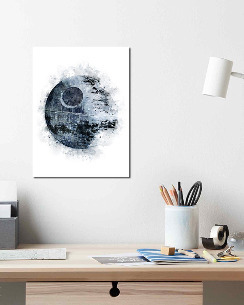 Death Star Art Print Watercolor Star Wars Printable Poster - Etsy UK