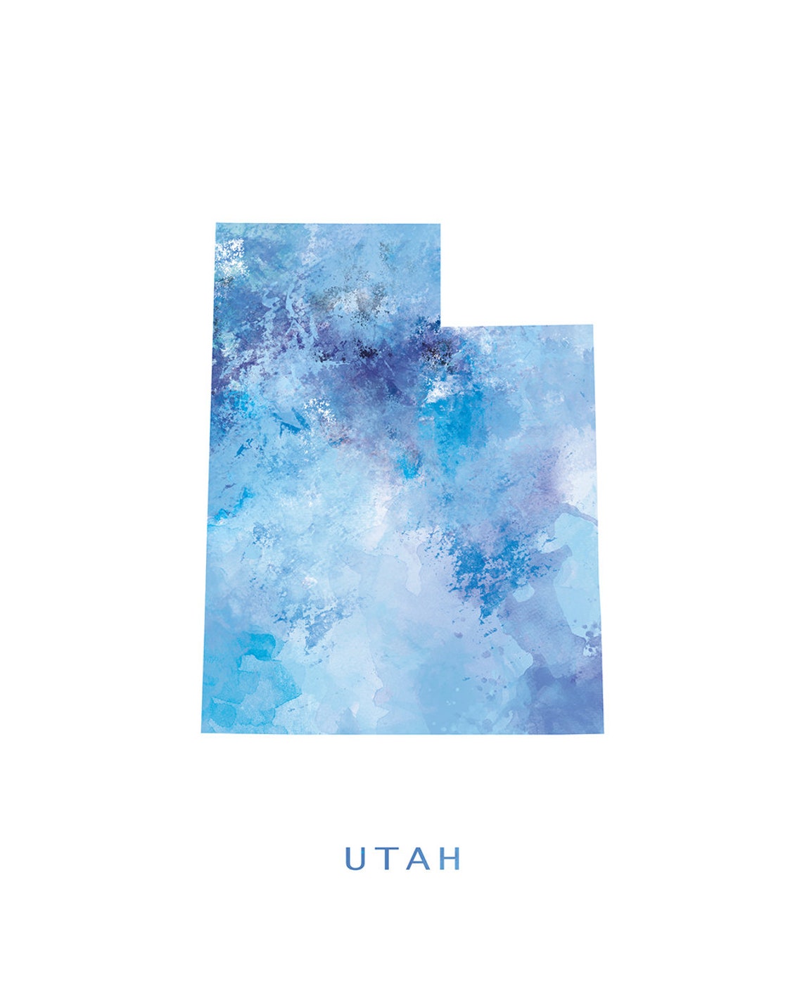 Utah Map Utah Watercolor Art Print Salt Lake Utah Poster | Etsy