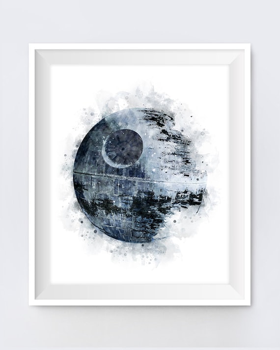Death Star Art Print Watercolor Star Wars Printable Poster | Etsy