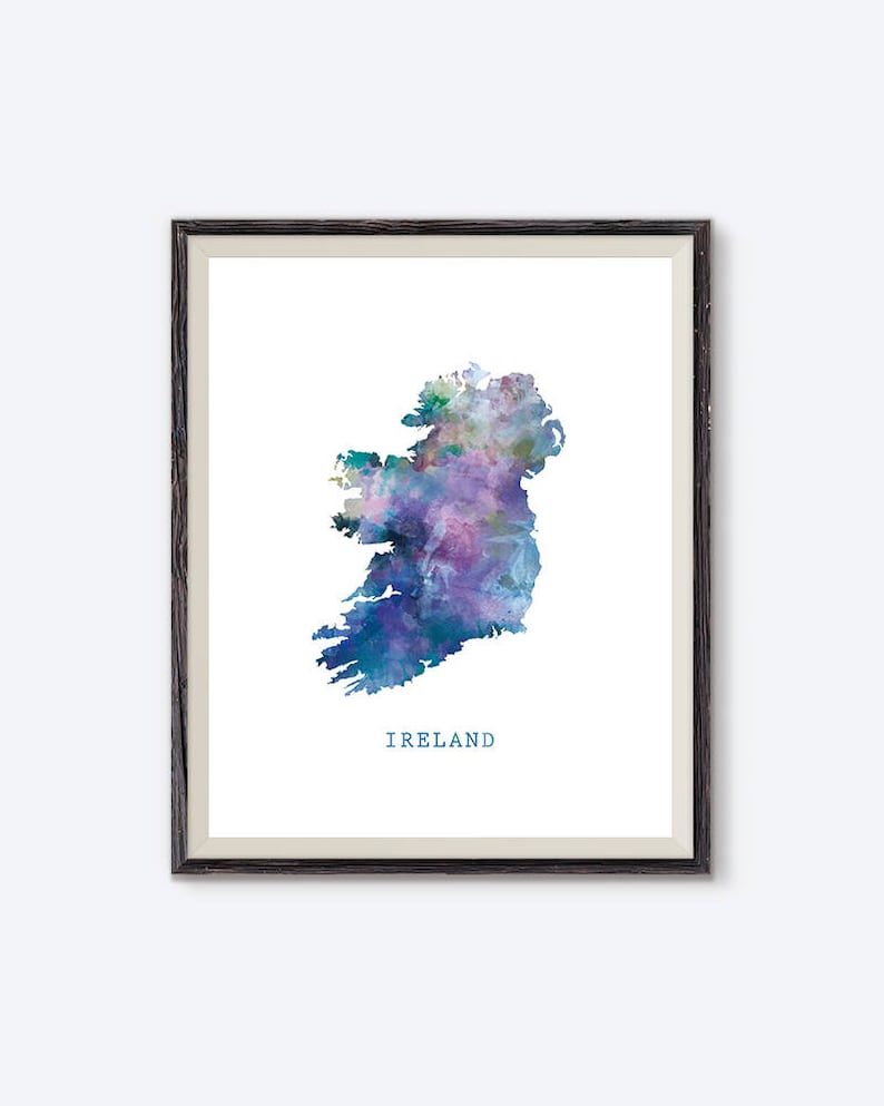 Ireland Map Print Watercolor Poster Travel Home Office Decor Modern ...